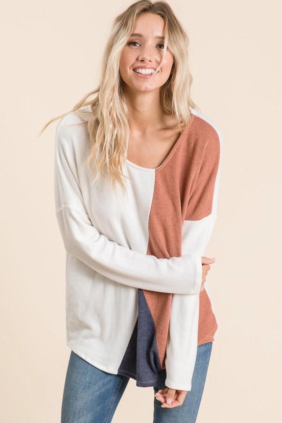 LM Colorblock Knit Top - Ivory – Spotted Moon